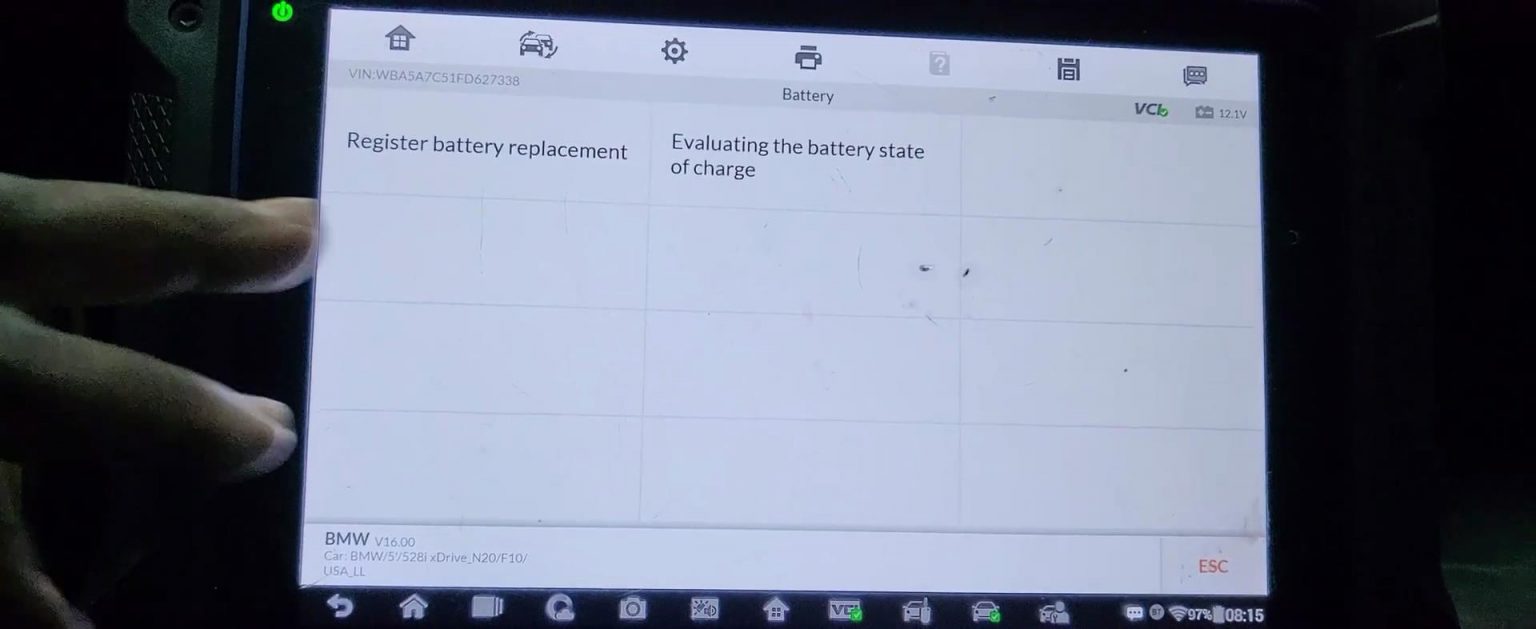 Register 2015 BMW 528i battery replacement procedure by Autel MaxiIM ...