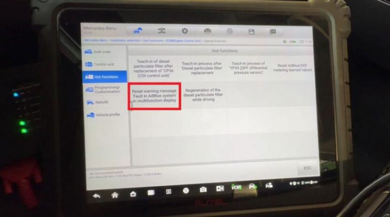 How to Reset Mercedes C220D AdBlue System with Autel Maxisys Ultra to ...