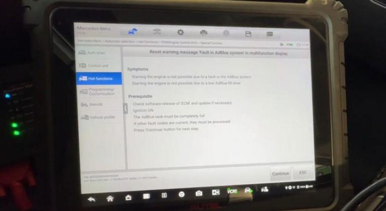 How to Reset Mercedes C220D AdBlue System with Autel Maxisys Ultra to ...