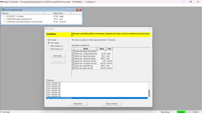 Cylinder Deactivation and Injector Test with DiaSys Dialog System (MTU ...