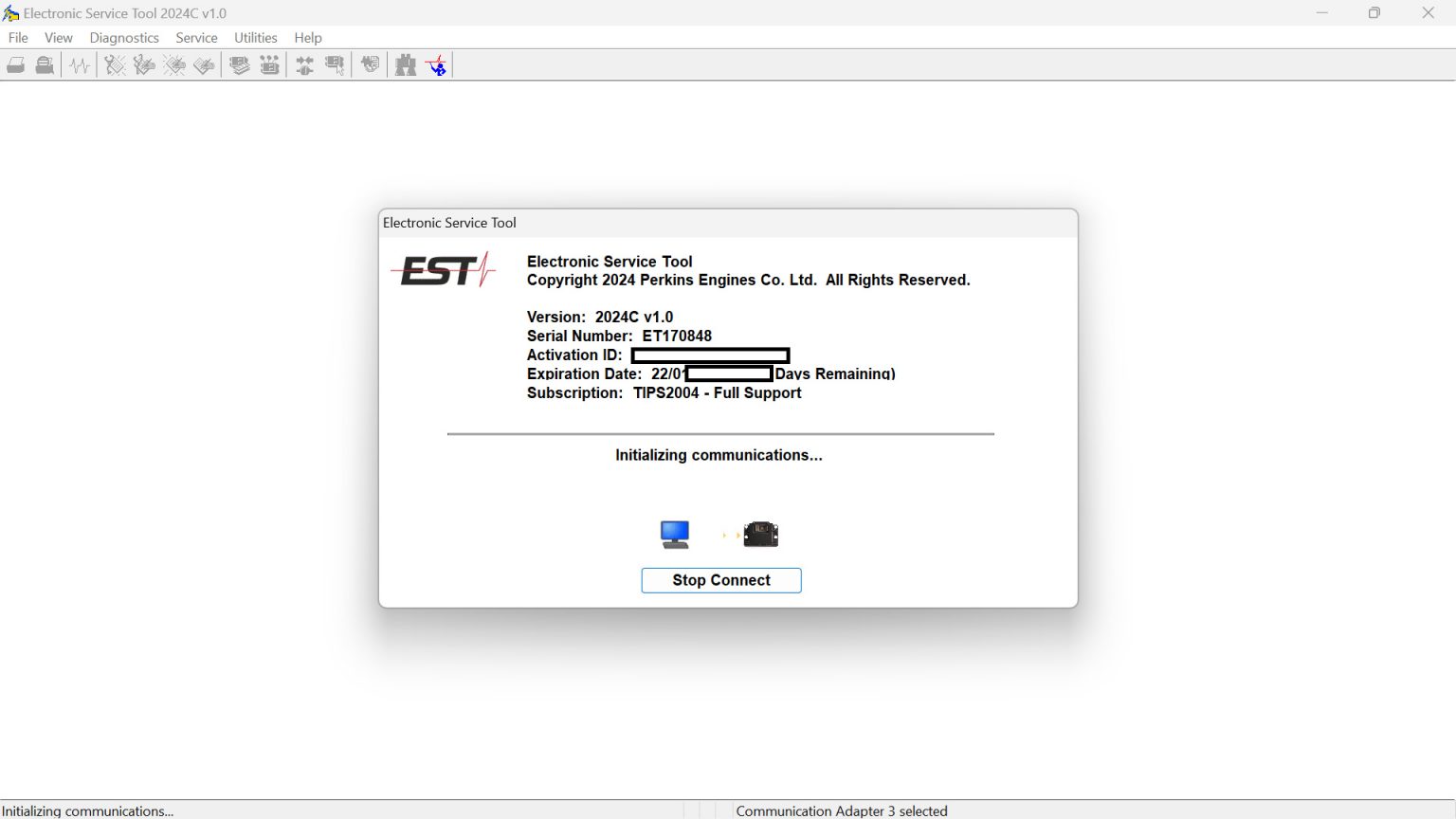 Connecting and Disconnecting from the Electronic Service Tool (EST ...