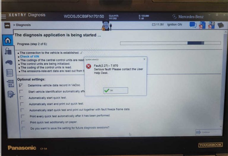 MB Star BENZ C6 Xentry Diagnosis VCI Error “Fault(2.27)-7.870” – OBDII.SHOP OFFICIAL BLOG